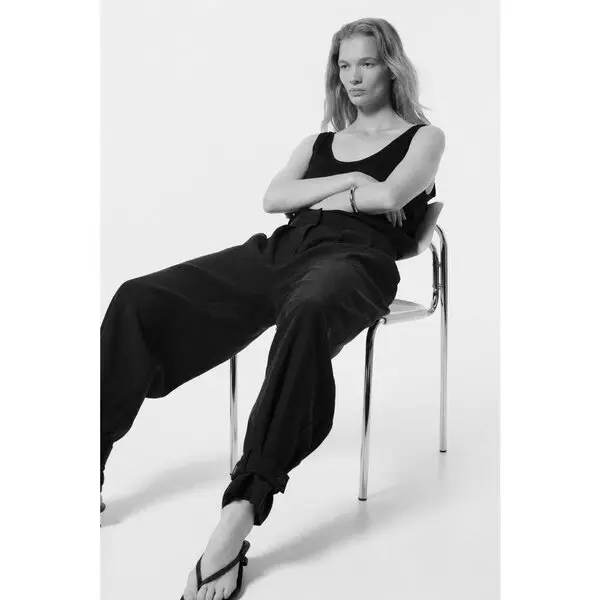 H&m Balloon Trousers With High Waist And Adjustable Hems - Black