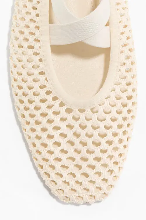 H&m Braided Ballet Flats With Crossover Straps - Light Beige
