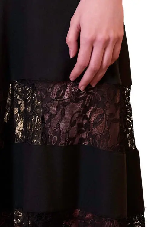 PCFG Asymmetric Lace Detail Flowing Skirt