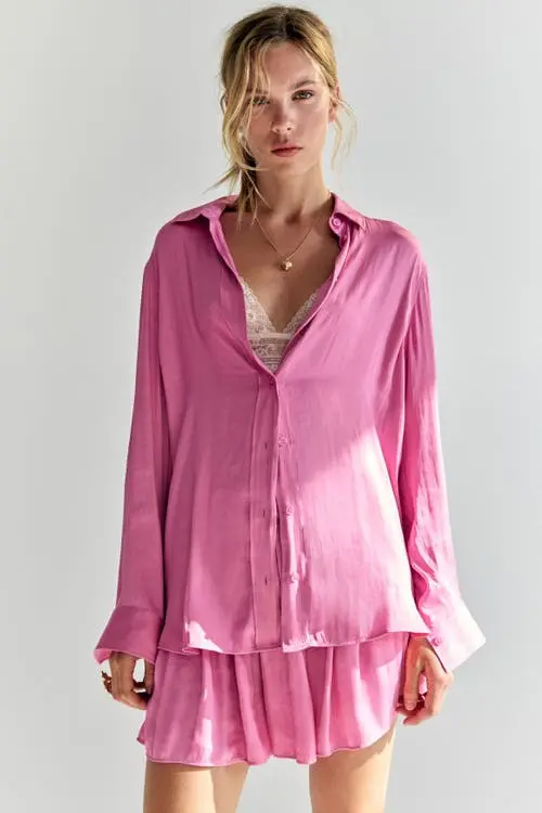 H&m Oversized Shirt - Pink