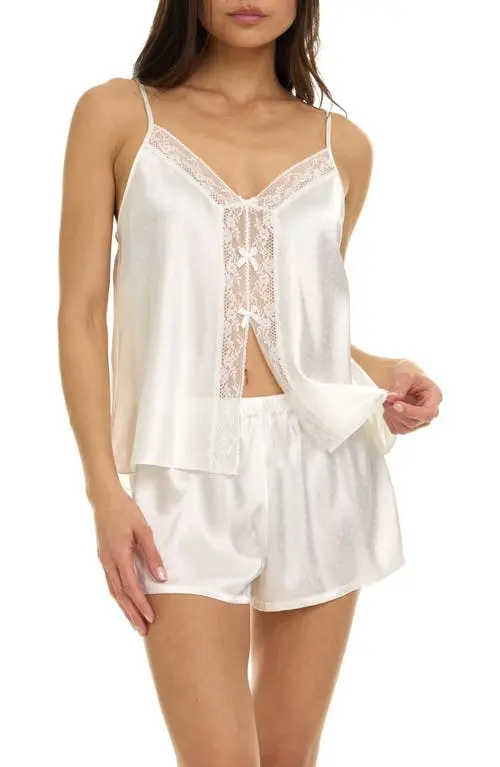 Flora Nikrooz Tiana Swiss Dot Satin Short Pajamas - Ivory