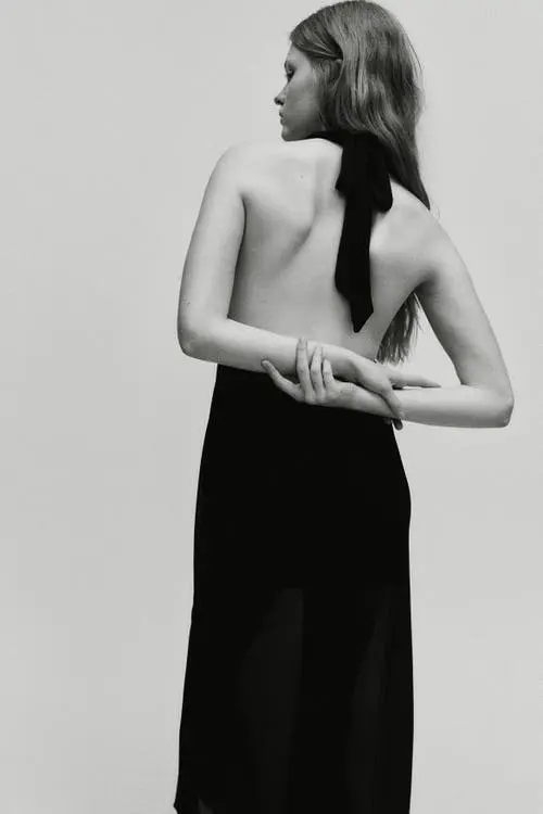 H&M Cowl Neck Halterneck Maxi Dress With Open Back