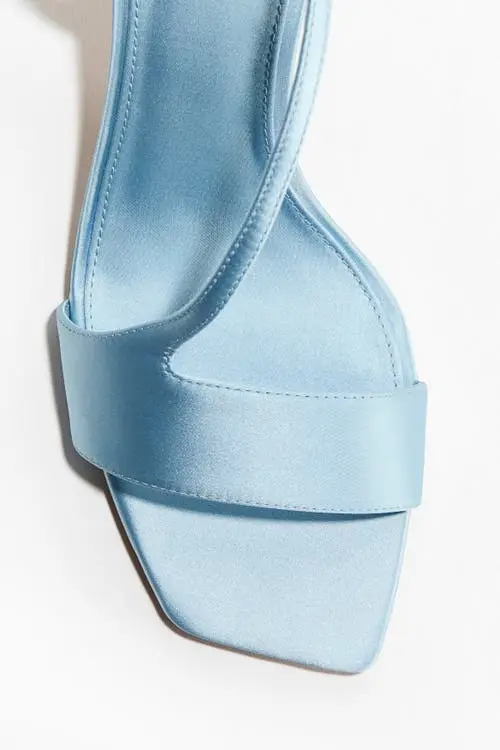H&m Heeled Strappy Sandals With Square Toe And Cone Heel