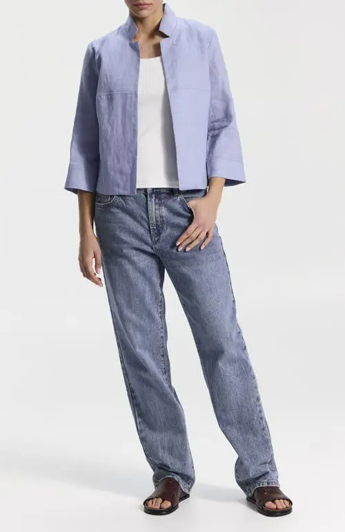 Ronen Chen Cropped Linen Jacket - Light Blue