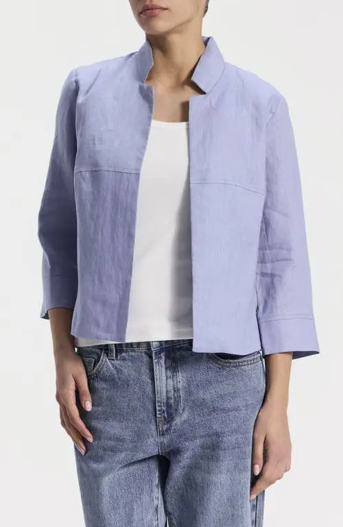 Ronen Chen Cropped Linen Jacket - Light Blue