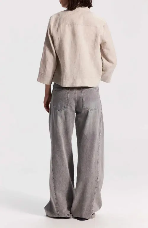 Ronen Chen Cropped Linen Jacket - Sand