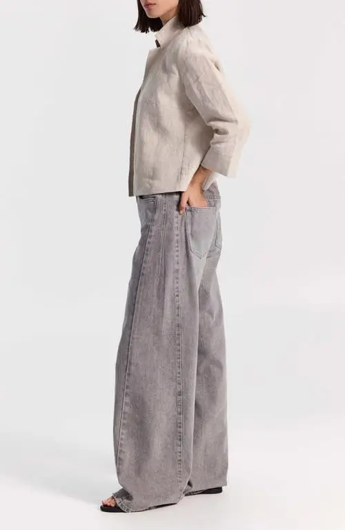 Ronen Chen Cropped Linen Jacket - Sand