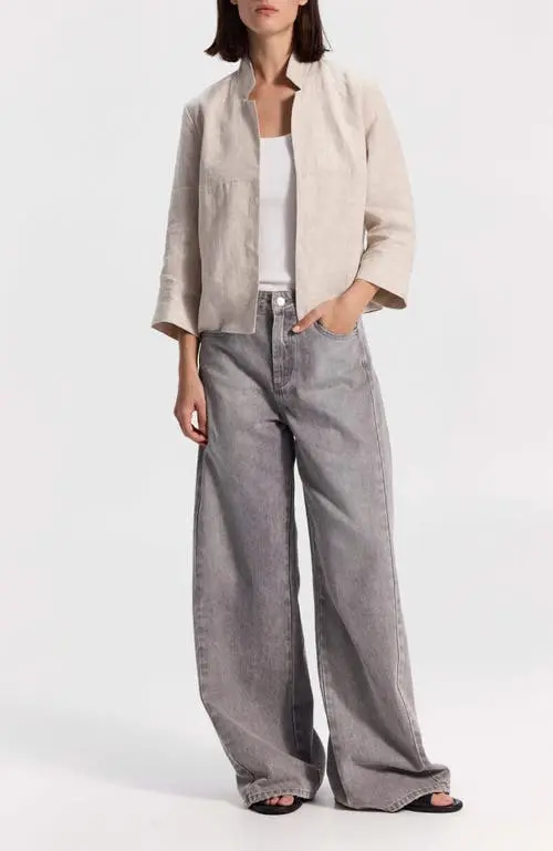 Ronen Chen Cropped Linen Jacket - Sand