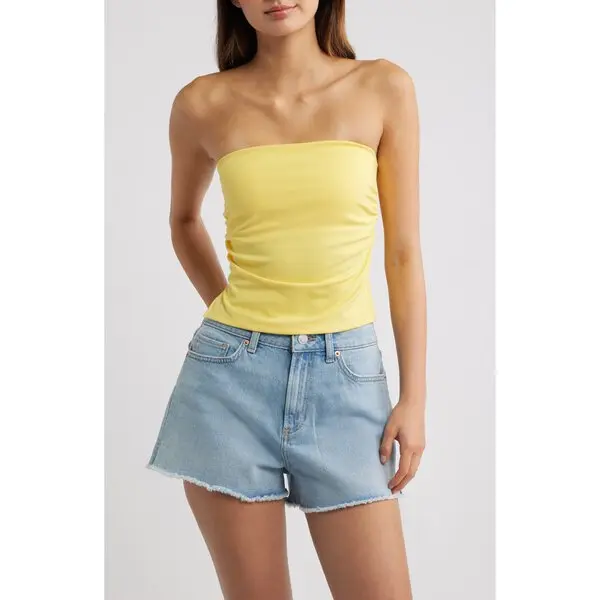 PACSUN Ophelia Ruched Tube Top - Yellow