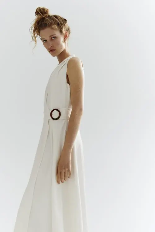 H&m Linen-blend Wrap Dress - Cream