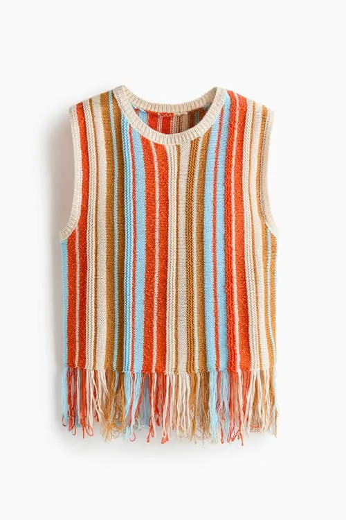 H&m Fringed Knitted Top