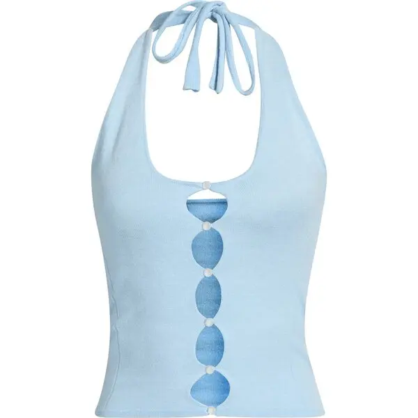 PACSUN Melina Cutout Halter Top - Blue