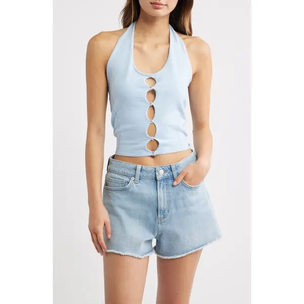 PACSUN Melina Cutout Halter Top - Blue