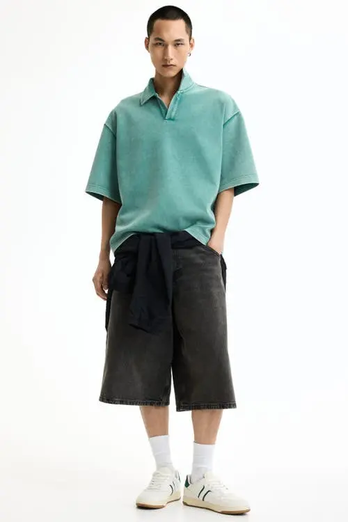 H&m Oversized Fit Washed-look Polo Shirt