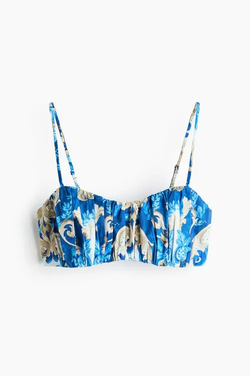 H&m Gathered Poplin Crop Top