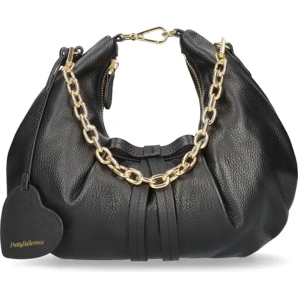 Pretty Ballerinas Croissant Bag With Bow Detail And Chain Strap - Black