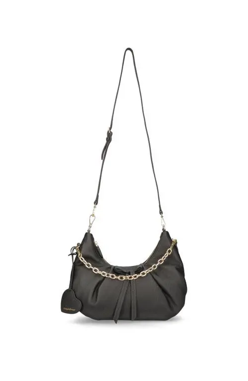 Pretty Ballerinas Croissant Bag With Bow Detail And Chain Strap - Black