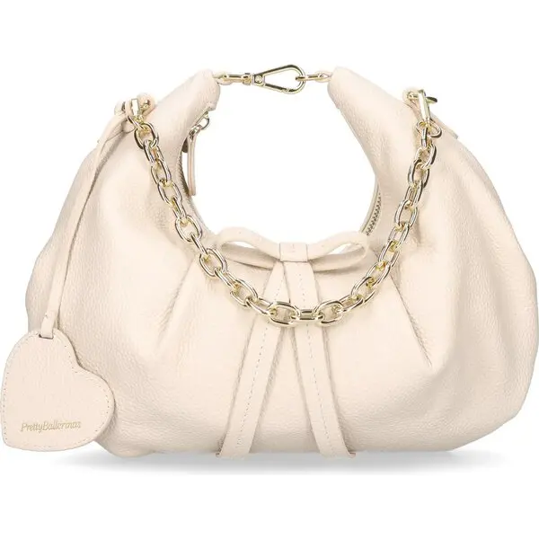 Pretty Ballerinas Croissant Bag With Bow And Removable Clip On Cross Body Strap - Ivory