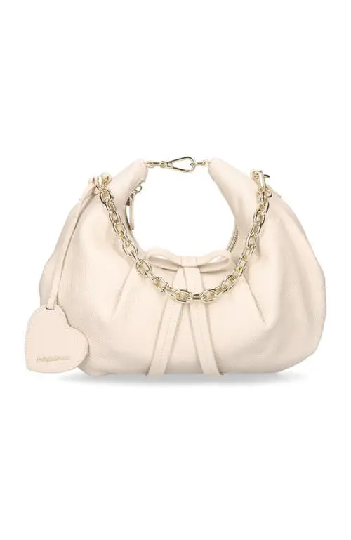 Pretty Ballerinas Croissant Bag With Bow Detail And Chain Strap - Ivory