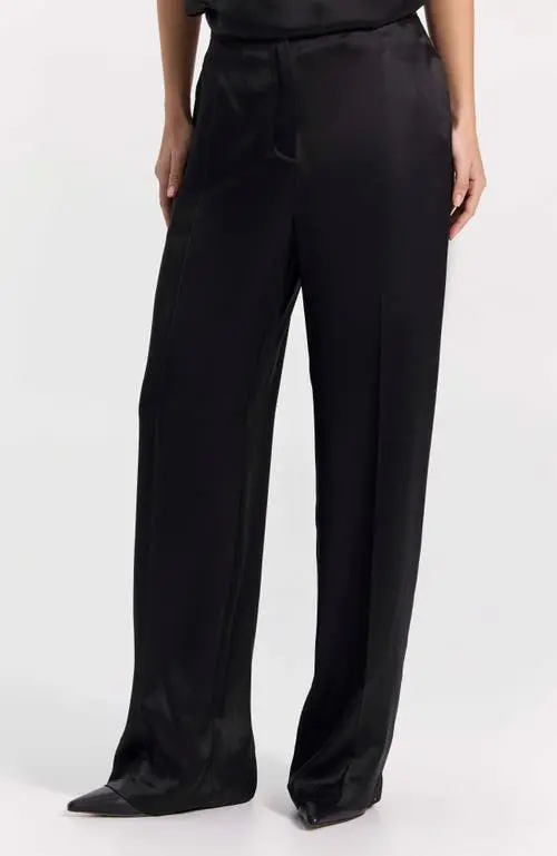 Ronen Chen Wide-leg Satin Pants - Black