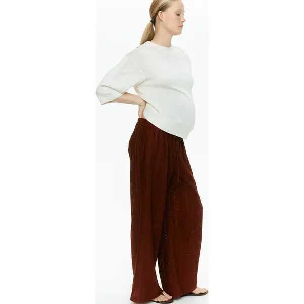 H&m Mama Lace-look Jersey Trousers - Rust Brown