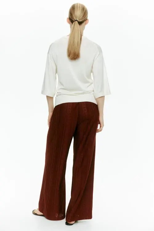 H&M Mama Lace-look Jersey Trousers - Rust Brown
