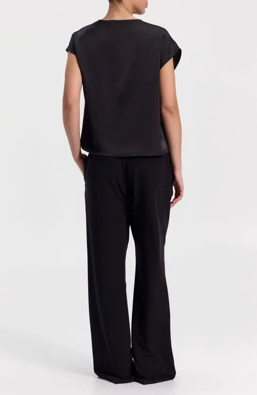 Ronen Chen Satin Blouse With Draped Detail