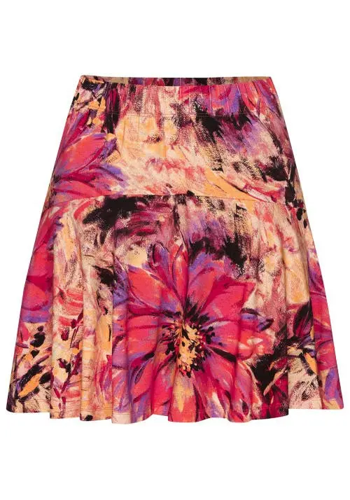 LASCANA Flared Skort With Integrated Shorts - Pink-printed