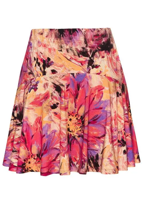 LASCANA Flared Skort With Integrated Shorts - Pink-printed