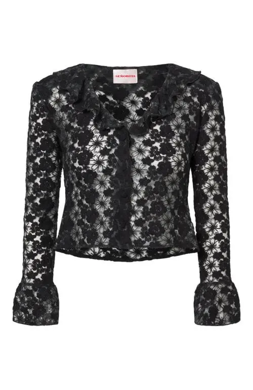 SEÑORITA Lucia Lace Blouse With Ruffles - Black
