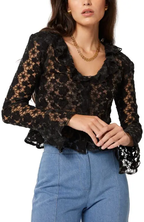 SEÑORITA Lucia Lace Blouse With Ruffles - Black