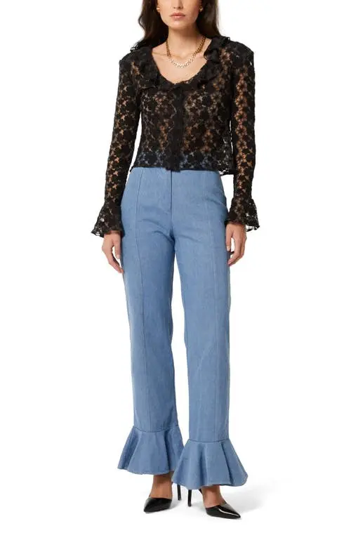 SEÑORITA Lucia Lace Blouse With Ruffles - Black