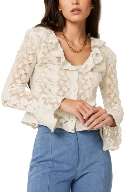 SEÑORITA Lucia Lace Blouse With Ruffles - White