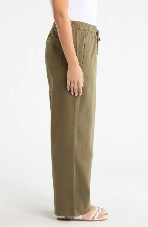 Eileen Fisher Organic Cotton & Organic Linen Straight Leg Drawstring Pants