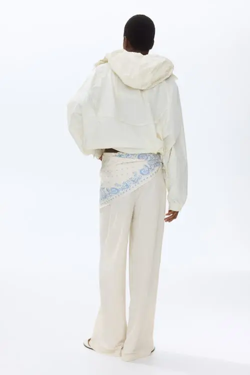 H&m Loose-fit Viscose-blend Jersey Trousers With Detachable Scarf Detail