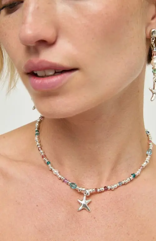 UNODE50 Multicolor Faceted Bead Necklace With Star Charm