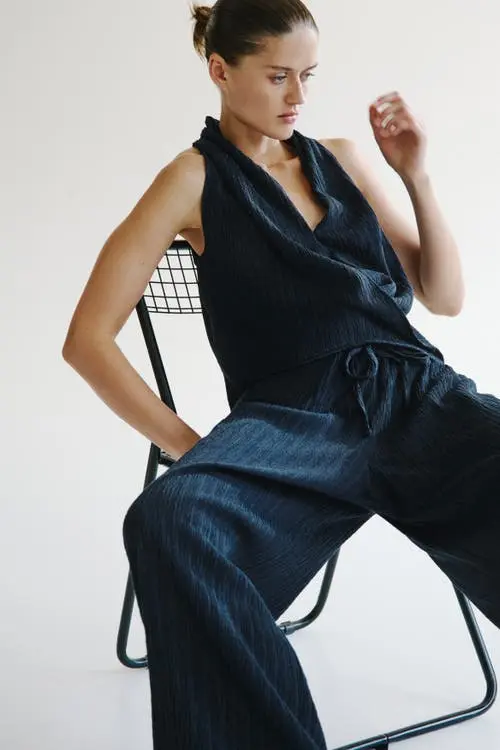 H&m Crinkled Drawstring Trousers