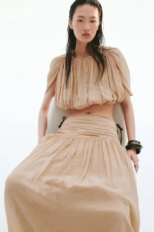 H&m Gathered Crêpe Skirt