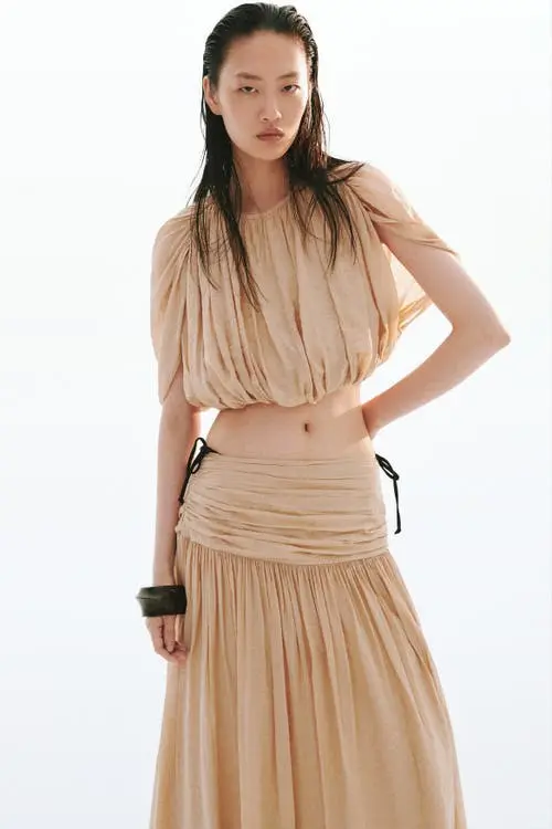 H&m Gathered Crêpe Skirt