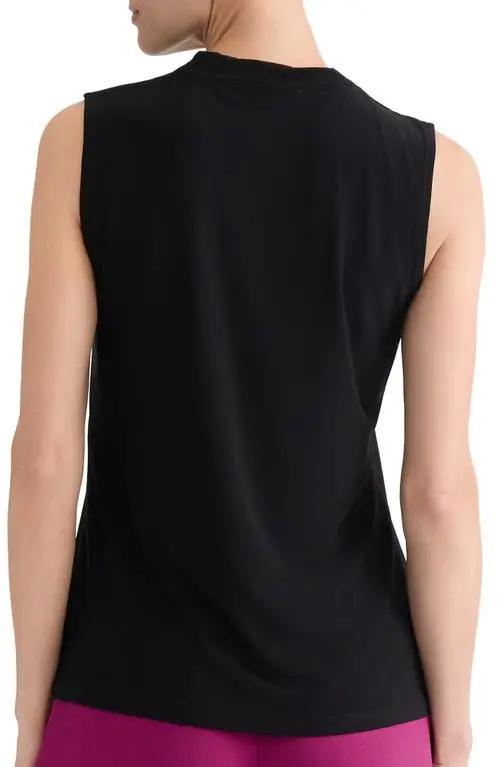 KASPER Sleeveless Tie Neck Top - Black