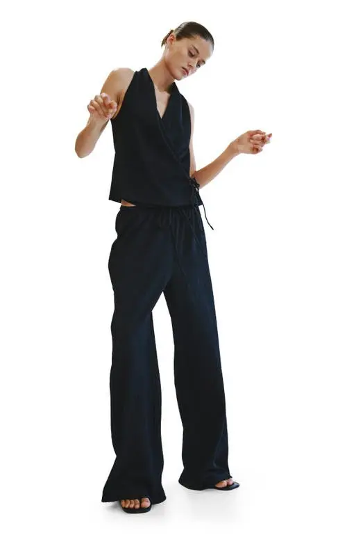 H&m Textured Drawstring Wide-leg Trousers