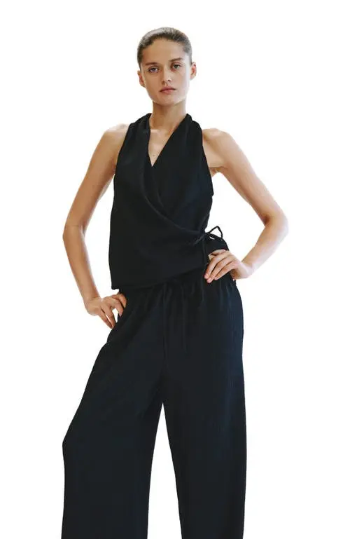 H&m Textured Drawstring Wide-leg Trousers