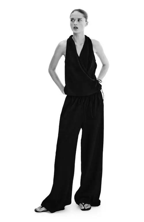 H&m Textured Drawstring Wide-leg Trousers