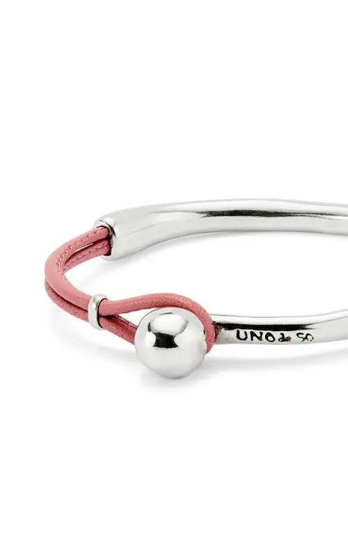 UNODE50 Sterling Plated Semi-rigid Bracelet With Pink Leather
