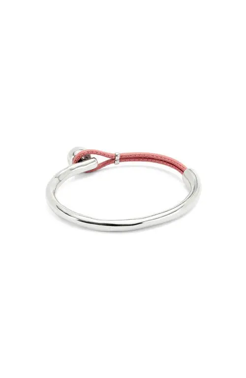 UNODE50 Sterling Plated Semi-rigid Bracelet With Pink Leather