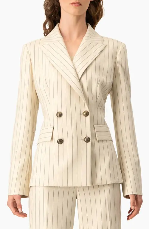 IVONNE Pinstripe Double-breasted Blazer