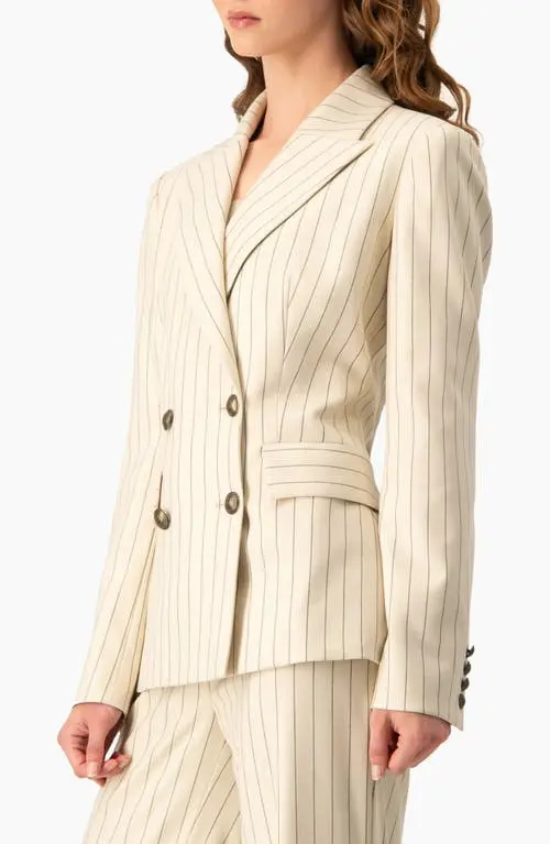 IVONNE Pinstripe Double-breasted Blazer