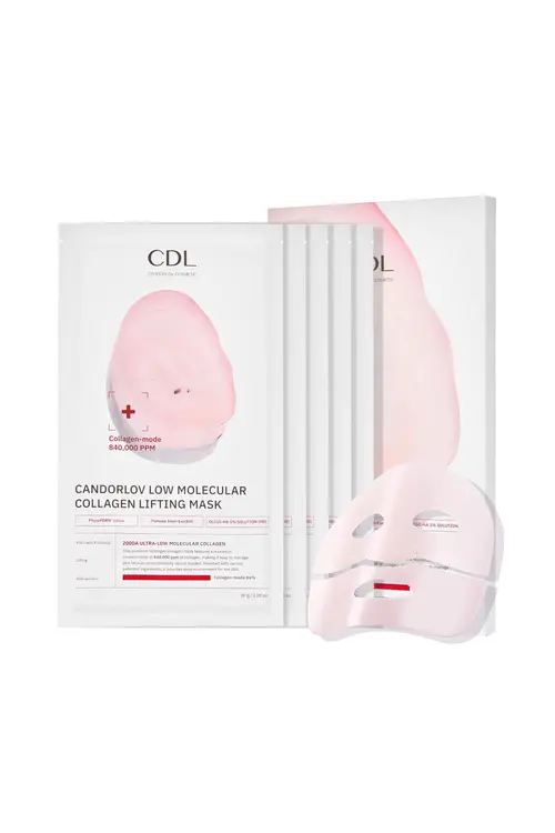 CANDORLOV Face Mask With Pdrn Collagen Overnight Lifting Hydrogel 5 Pack - Pink