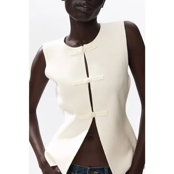 H&m Sleeveless Button-front Top - Cream