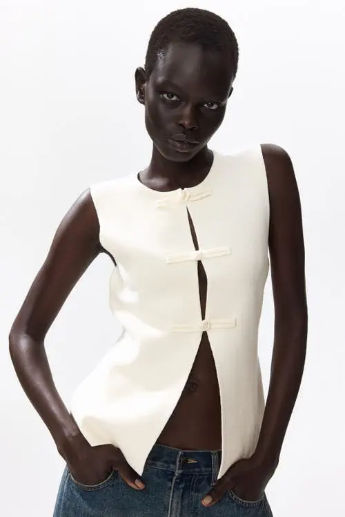 H&m Sleeveless Button-front Top